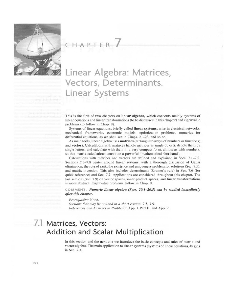 Reference Material For Matrices Vectors Determinants and Linear Systems | PDF