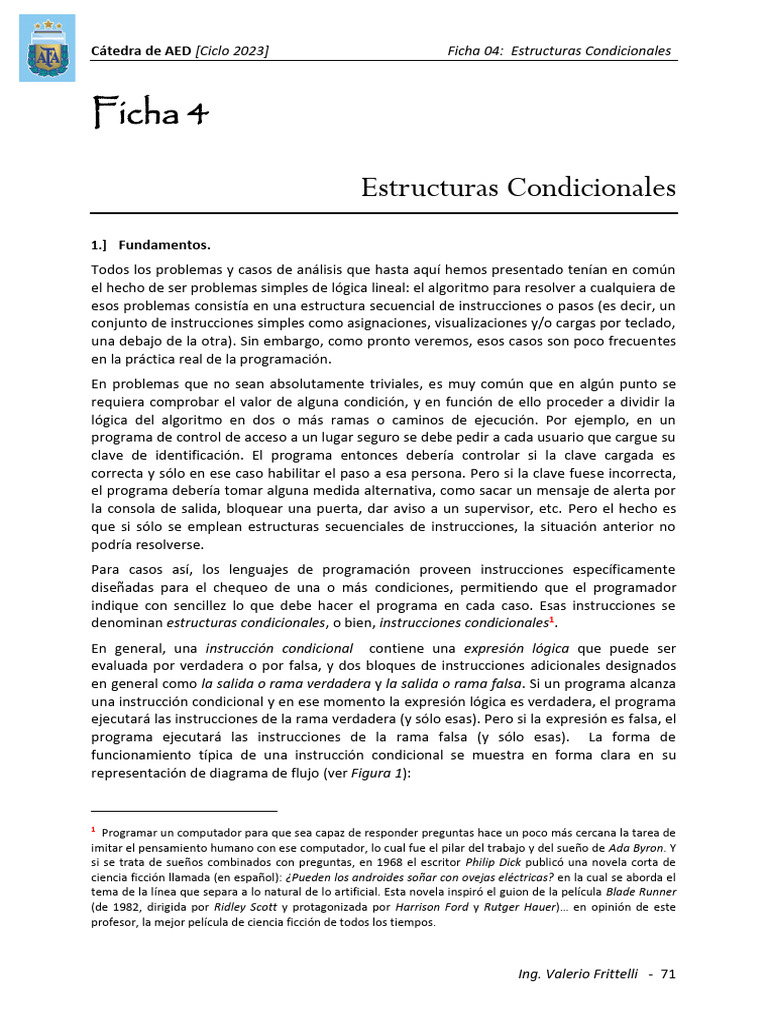 Ficha 04 (2023) - Estructuras Condicionales - AED | PDF | Python (lenguaje de programación ...