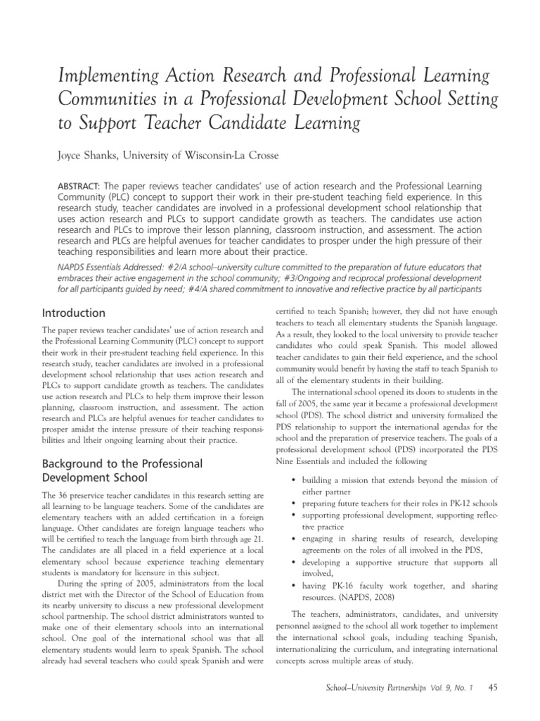 Implementing Action Research and Professional Learning | PDF