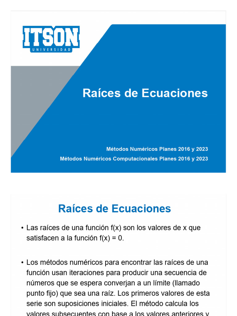 Métodos Numéricos - Raíces de Ecuaciones | PDF