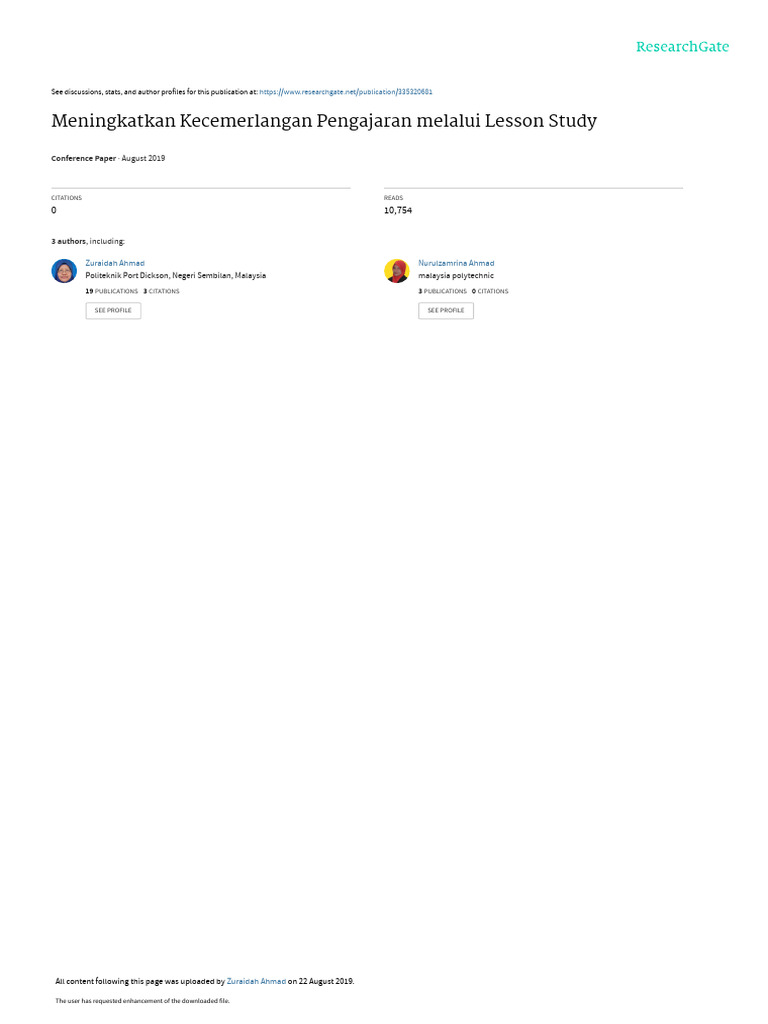 Meningkatkan Kecemerlangan Pengajaran Melalui Lesson Study | PDF | Karier & Perkembangan