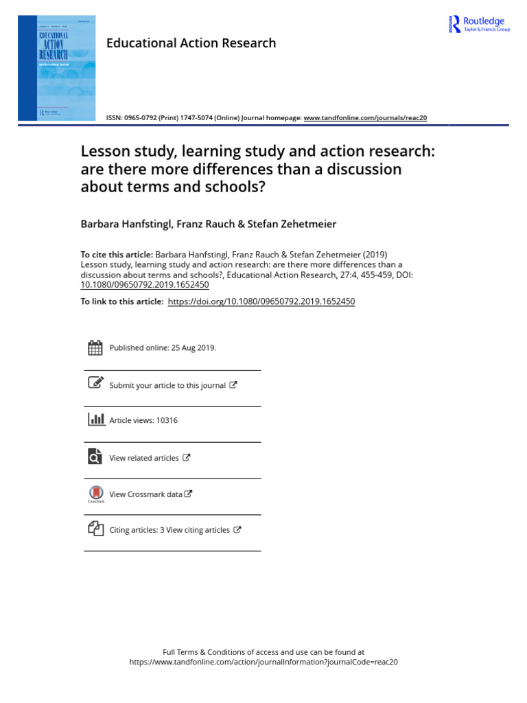 Lesson Study Learning Study and Action Research Are There More Differences | PDF | Action ...