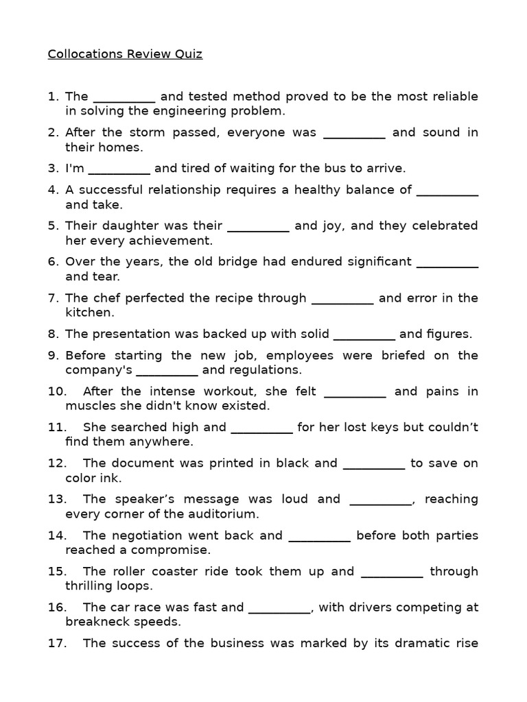 Collocations Quiz | PDF
