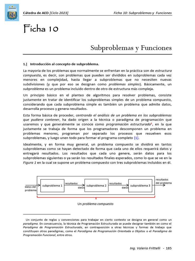 Ficha 10 (2023) - Subproblemas y Funciones - AED | PDF | Python ...
