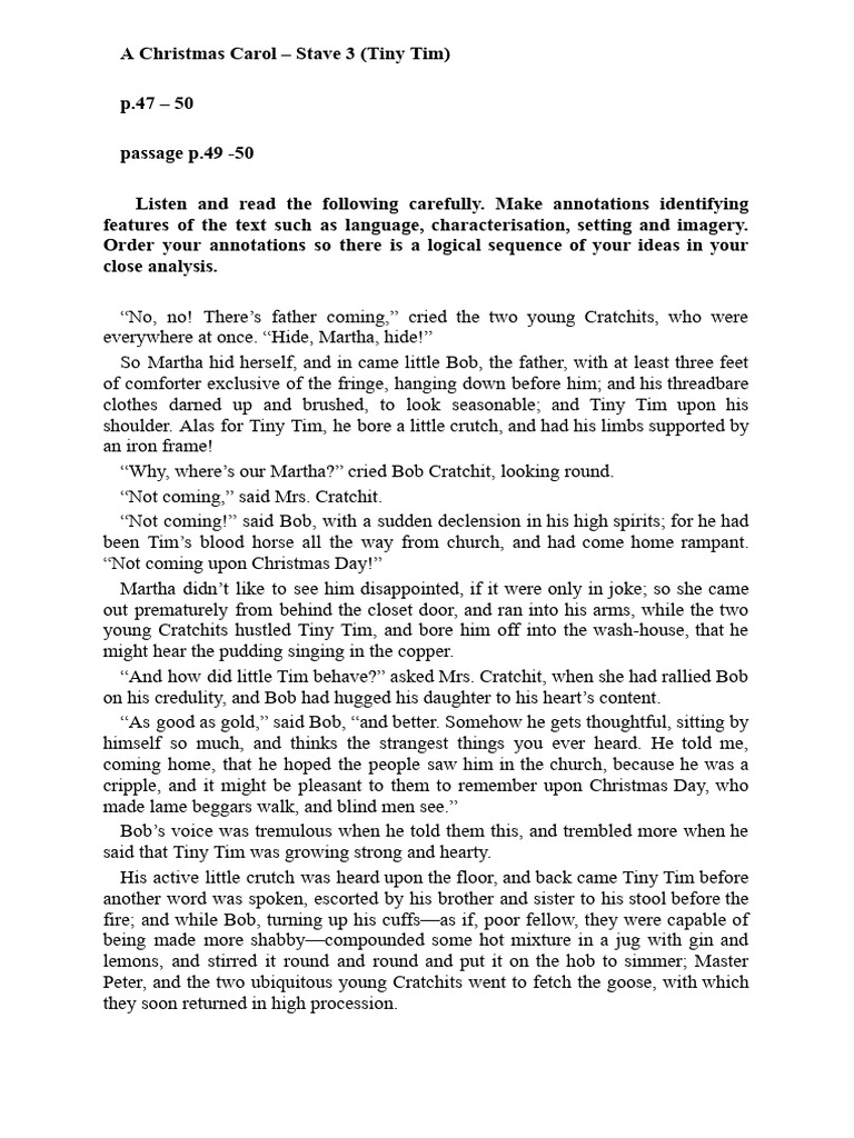 A Christmas Carol - Tiny Tim Analysis | PDF