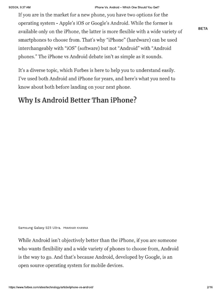 Android v iPhone (Forbes) | PDF