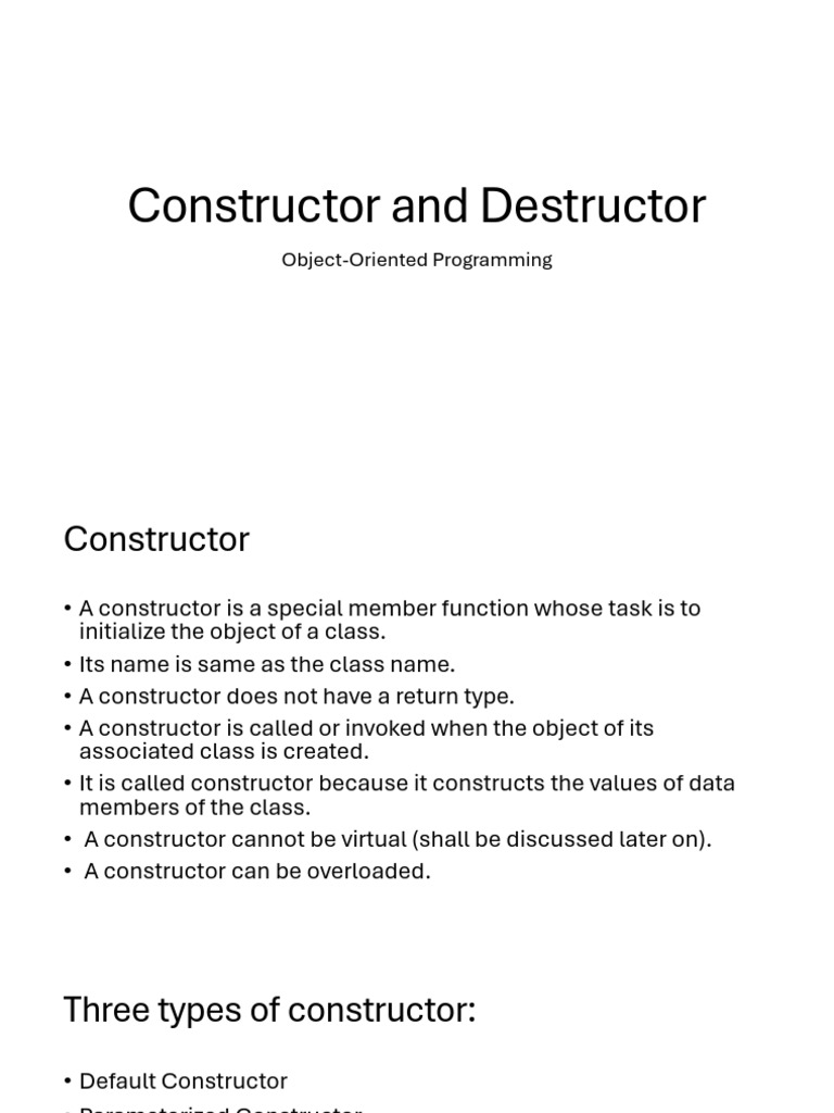Constructor and Destructor | PDF