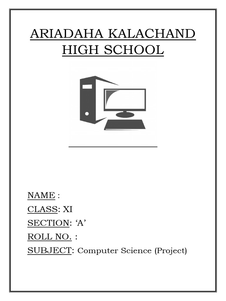 Computer Project Front Page h | PDF