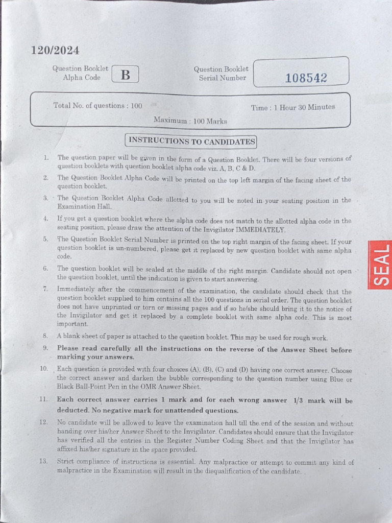 JCI Question Paper 05-Sep-2024 | PDF