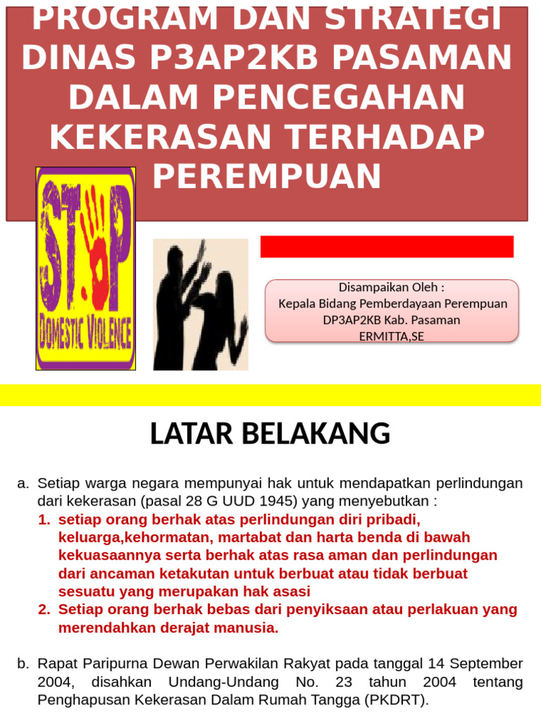 Program Dan Strategi DP3AP2KB Pasaman Dalam Pencegahan Kekerasan Terhadap Perempuan Tahun 2023 | PDF