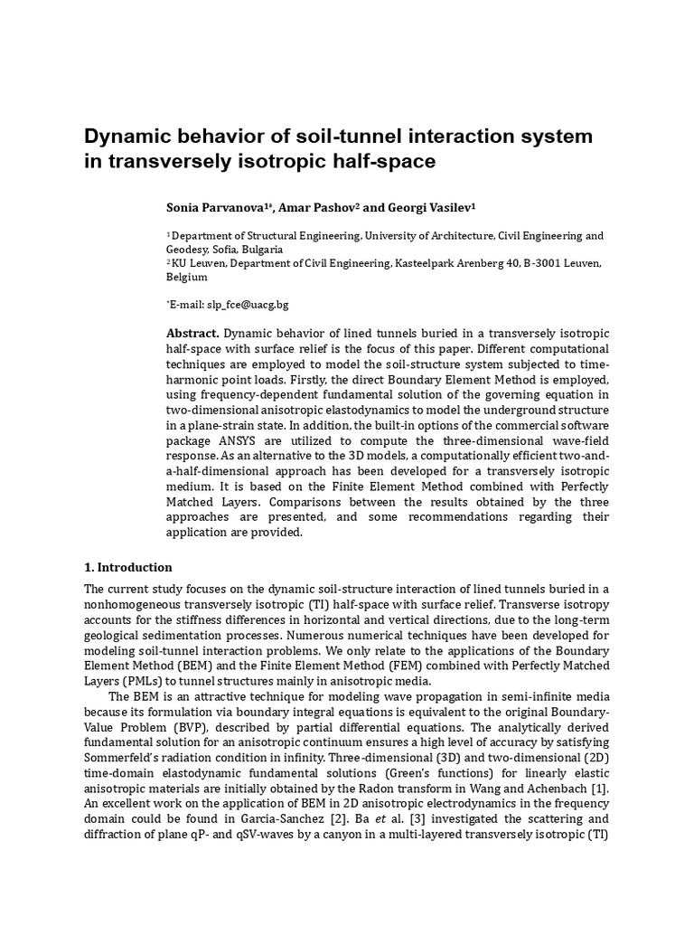 Parvanova S. & Vasilev G. - Dynamic Behavior of Soil-Tunnel Interaction System in Transversely ...