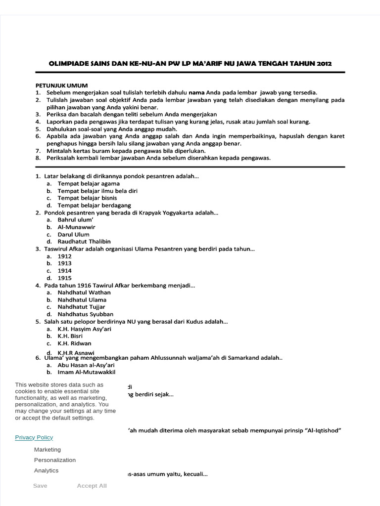 Soal-Olimpiade Aswaja Mts | PDF
