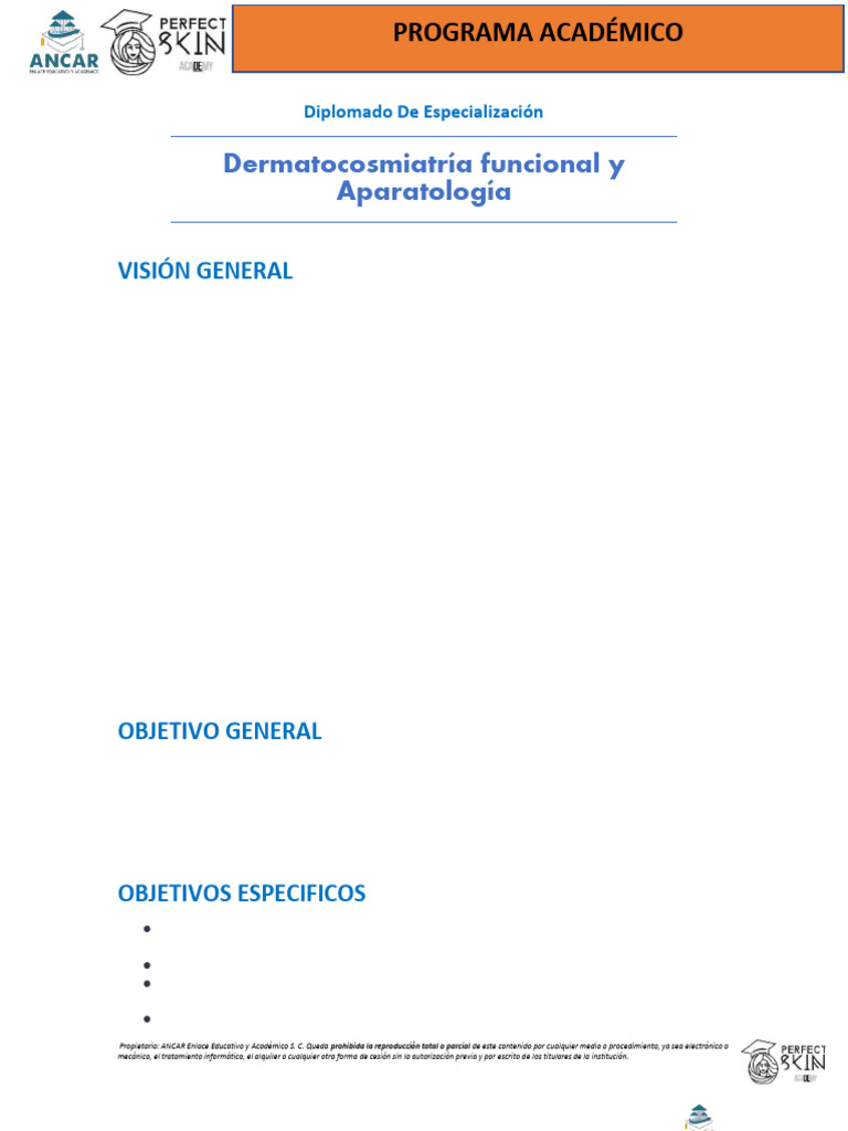Programa Dip Dermocosmiatría | PDF