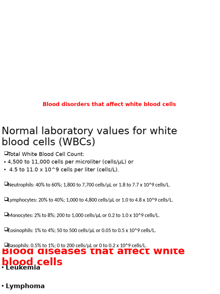 5 Blood Disorders That Affect White Blood Cells | PDF