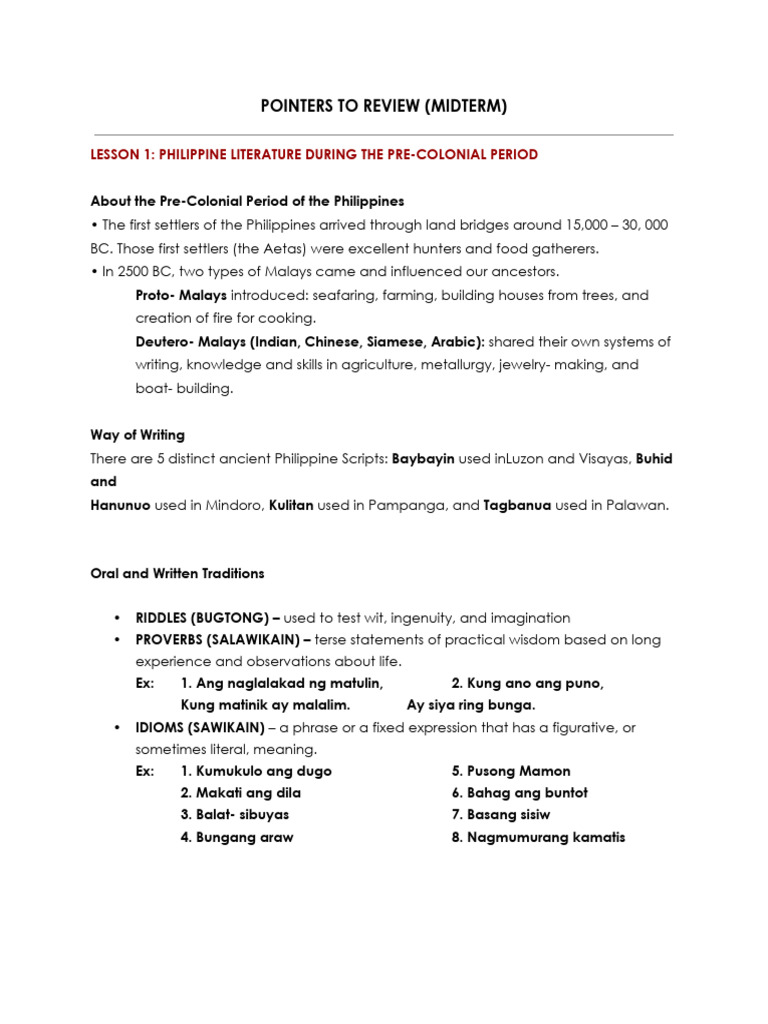 21ST Century Litt Pointers To Review Midterm | PDF