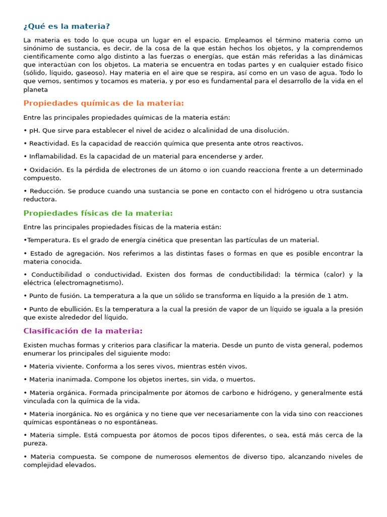 Propiedades y clasificación de la materia | PDF | Importar | Filosofía