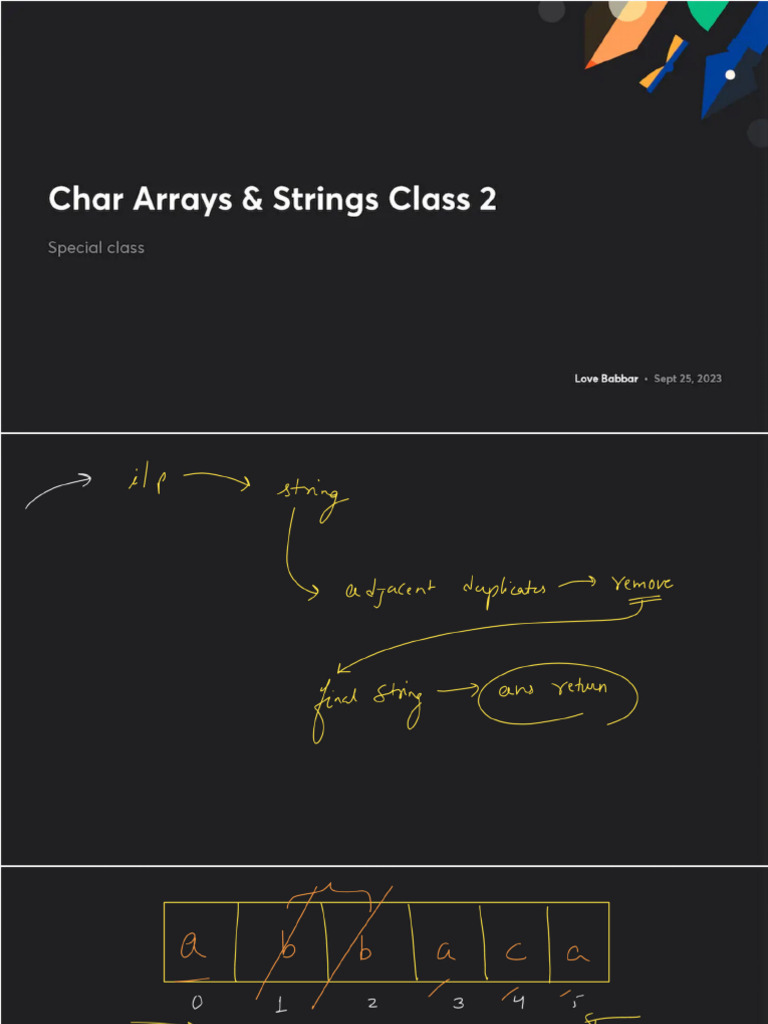 Char Arrays Strings Class 2 With Anno | PDF Char Arrays Strings Class 2 With Anno | PDF