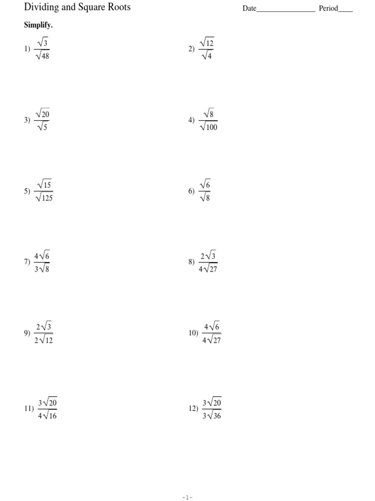 1-Dividing and Square Roots | PDF