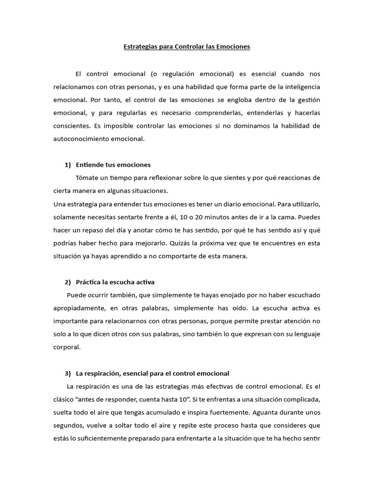 Estrategias para Controlar Las Emociones | PDF