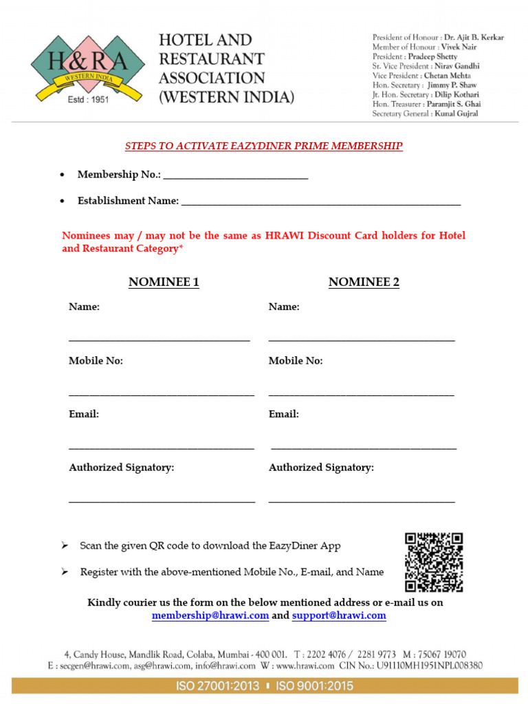 EazyDiner Nominee Details Form | PDF