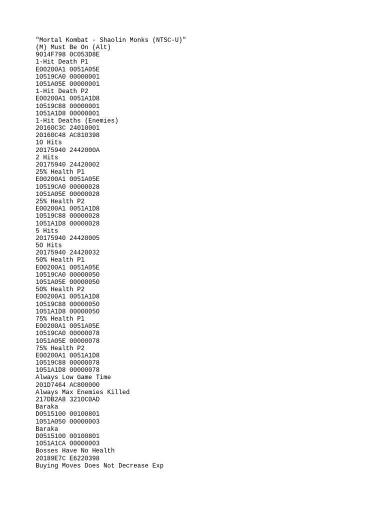 Mortal Kombat - Shaolin Monks (NTSC-U) | PDF