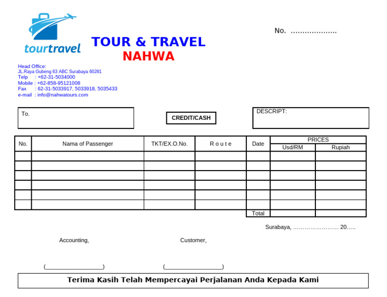 Nota Tour Travel | PDF