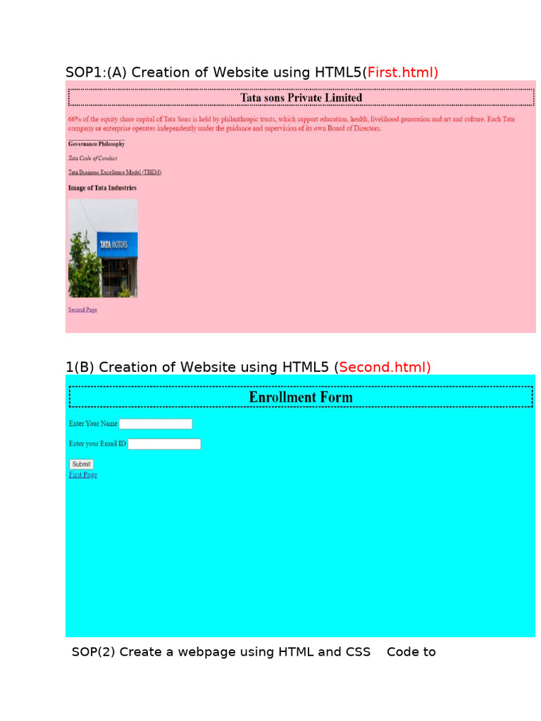 HTML Practical Output | PDF