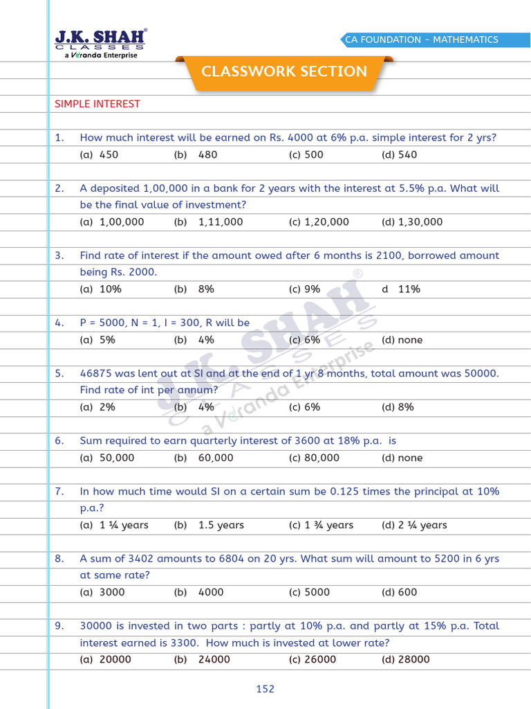 CAF MATHEMATICS & LR Sep24-152-164 | PDF | Interest | Finance & Money ...