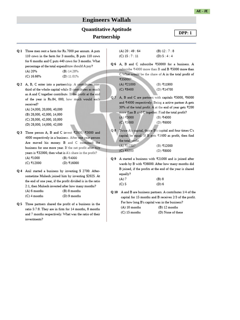 Partnership _ DPP 01 (English) | PDF Partnership _ DPP 01 (English) | PDF