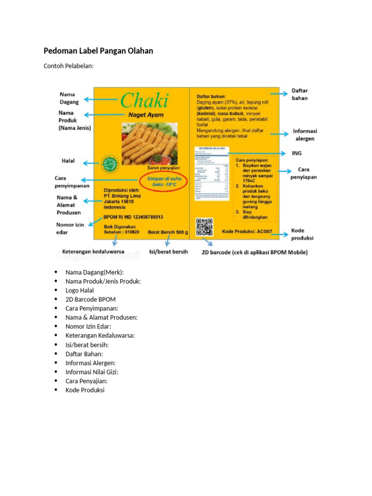 Pedoman Label Pangan Olahan | PDF