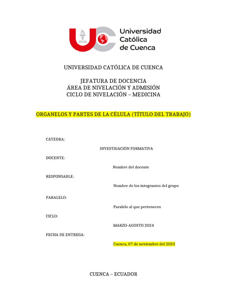 Modelo de Carátula | PDF