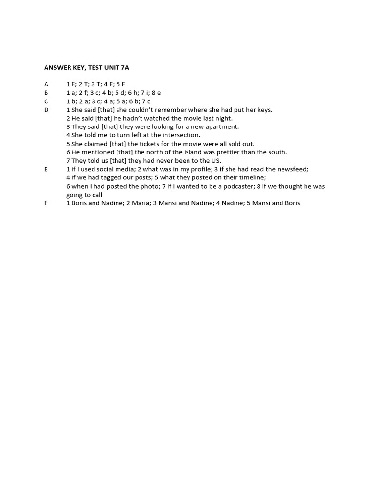 Evolve L4 Unit 7 Quiz A Answerkey Pdf