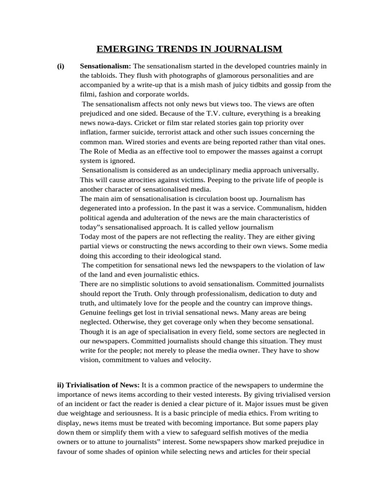 Emerging Trends in Journalism | PDF