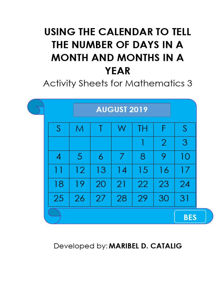 The Calendar To Tell The Number of Days Activity Sheets 1 | PDF