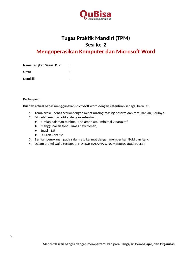 Carryover - TPM Sesi 2 - Laksana Estika - Mengoperasikan Komputer Dan Microsoft Word | PDF