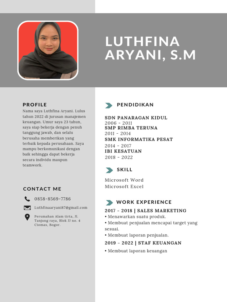 CV Luthfina Aryani | PDF