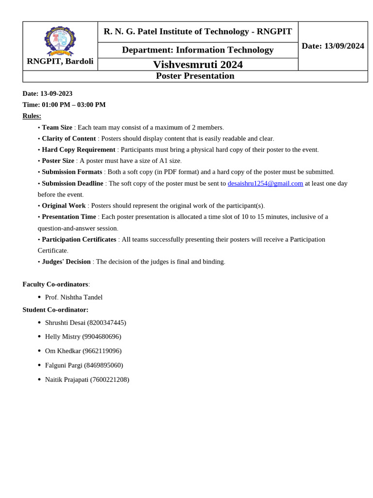 Poster Presentation Rules | PDF