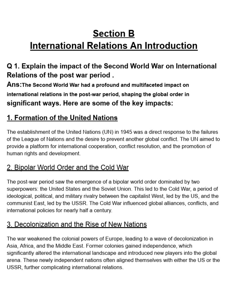 CH 1 International Relation - An Introduction | PDF