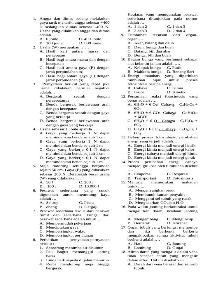 Contoh Soal Ipa Kelas 8 | PDF