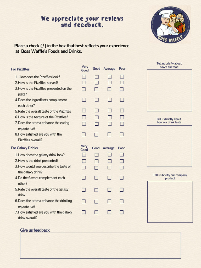 Professional Restaurant Survey Form Document A4 PDF | PDF
