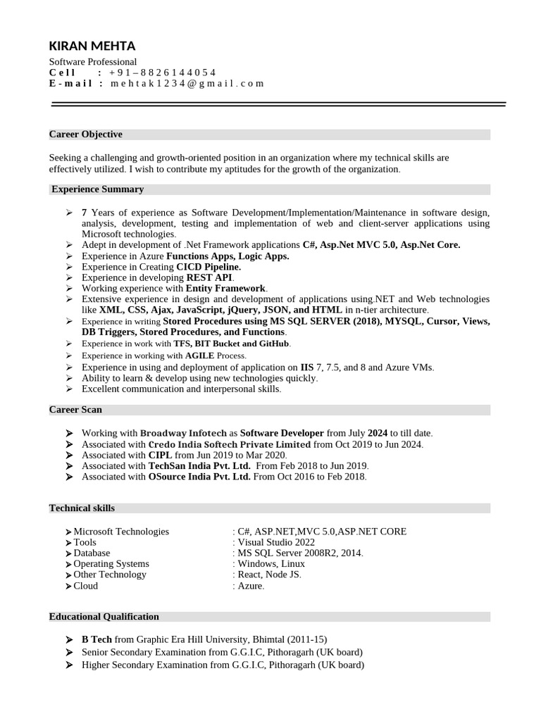 KIRAN MEHTA updated resume | PDF