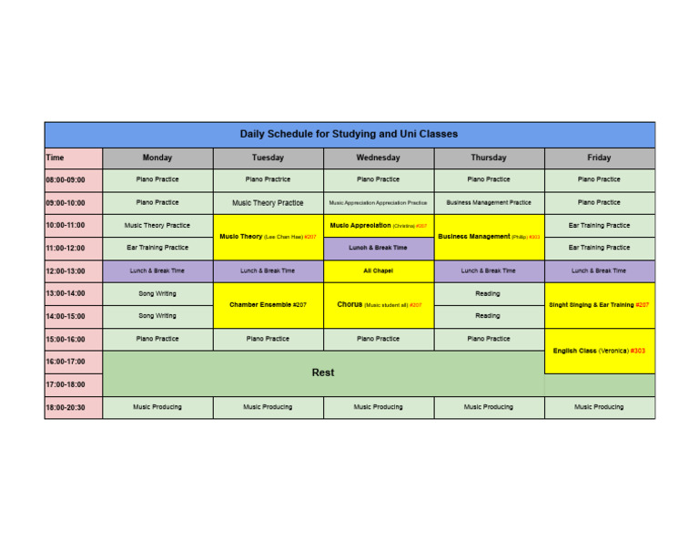 My Daily Schedule - Sheet1 | PDF