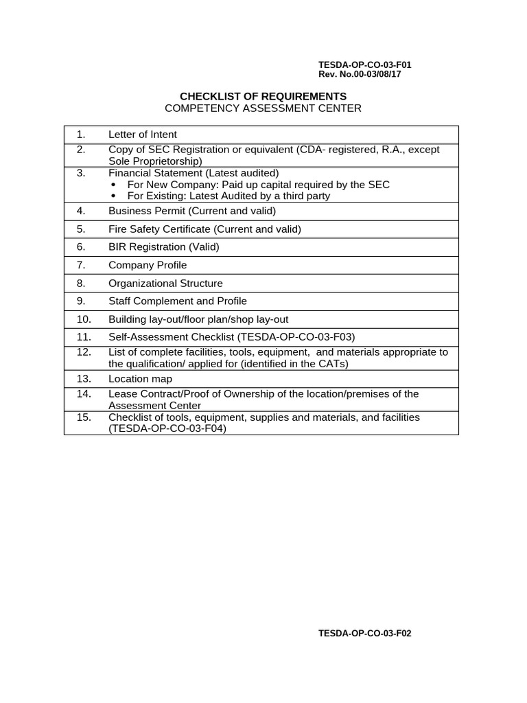 TESDA-OP-CO-03 - Accreditation - ACs Forms | PDF | Balance Sheet