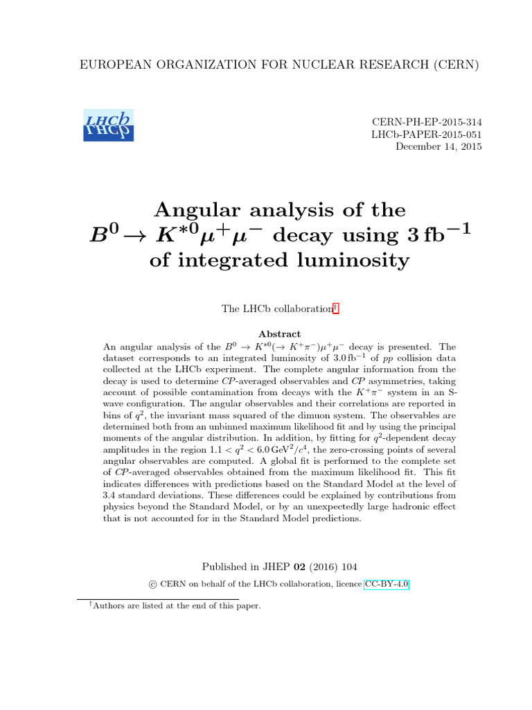 Angular Analysis Lhc Pdf
