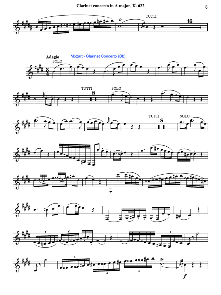 Mozart - Clarinet Concert II - Clarinete en BB | PDF
