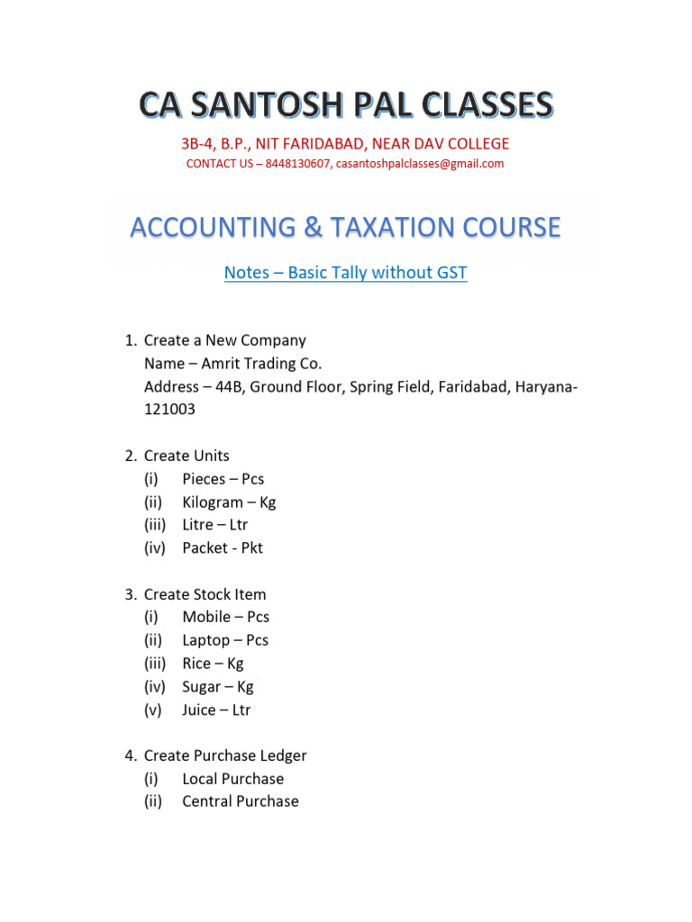 Basic Tally Course Notes for Beginners | PDF | Computer Hardware ...