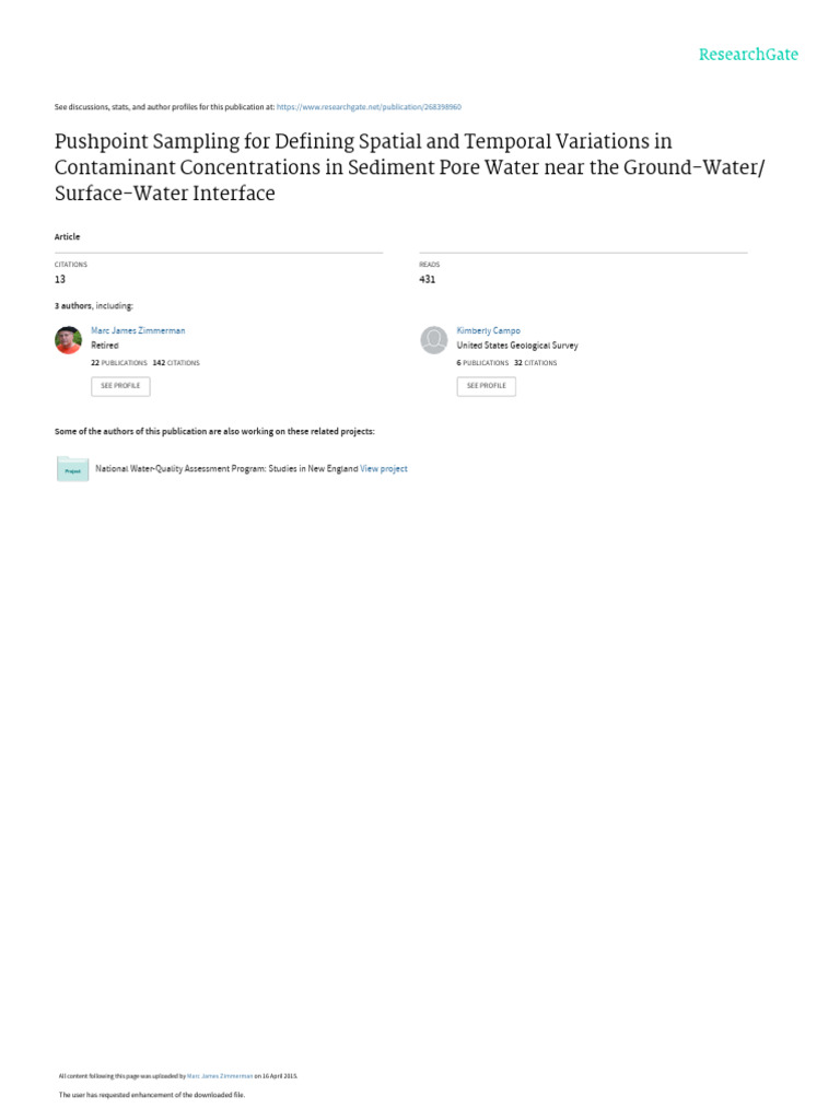Pushpoint Sampling For Defining Spatial and Tempor | PDF