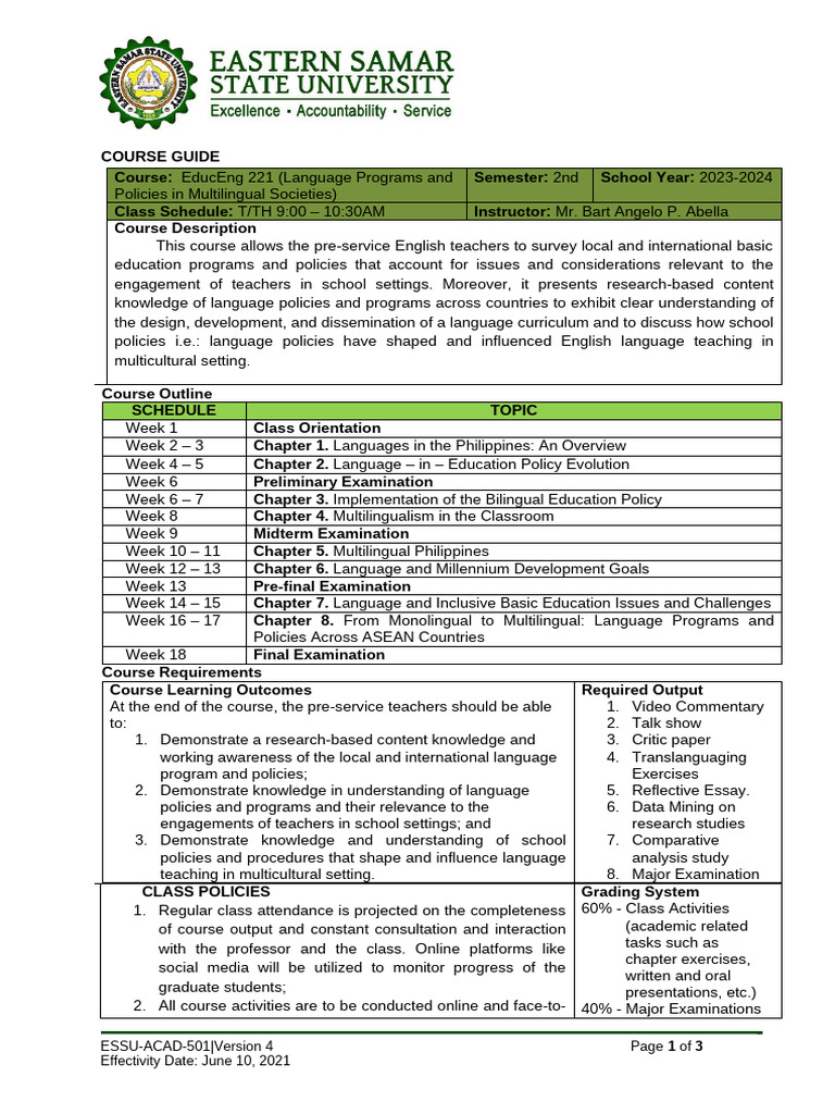 Course Guide LPPMS Version2 | PDF