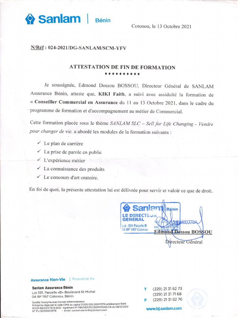 Attestation de Fin de Formation | PDF