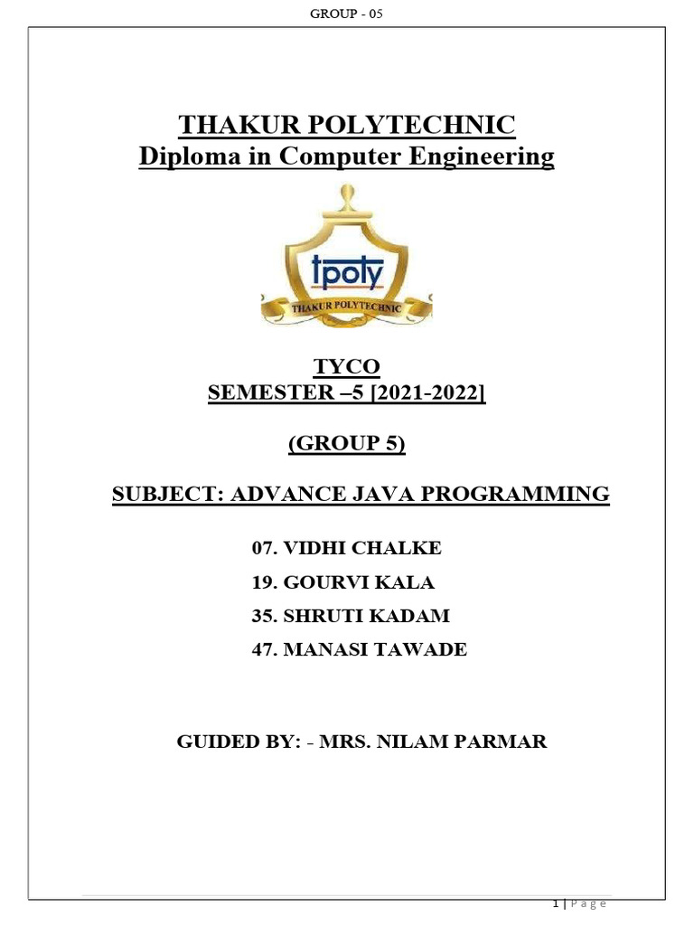 Ajp - Microproject - Report - (Group - 05) | PDF